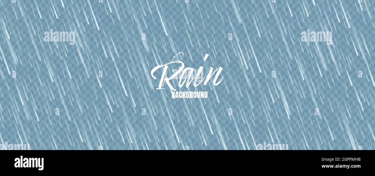 Realistic blue rain texture. Rainfall, water drops effect. Autumn wet ...