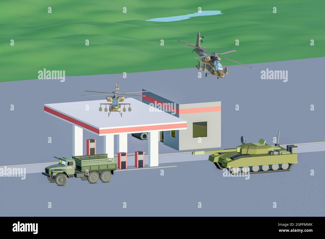Fuel Shortage Crisis, Army Assistance. 3D Illustration Stock Photo - Alamy