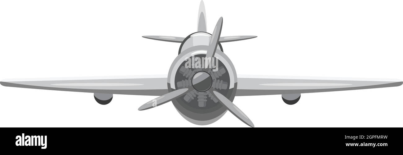 Airplane front view icon, gray monochrome style Stock Vector Image ...