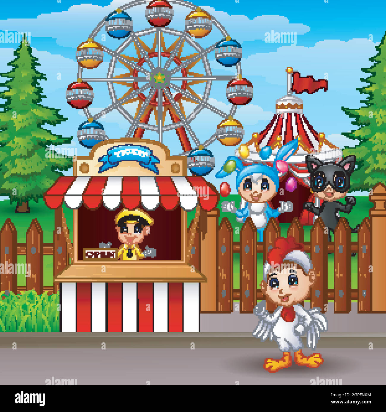 Vector illustration of Cartoon amusement park Stock Vector Image & Art ...
