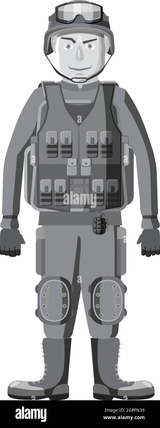 Soldier in body armor icon, gray monochrome style Stock Vector Image ...