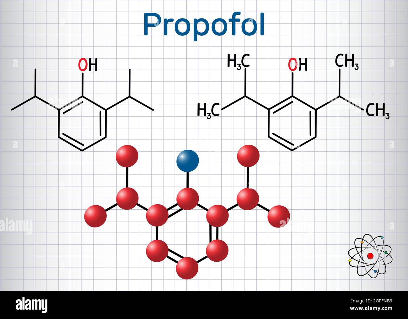 Propofol anesthetic drug chemical structure Stock Vector Images - Alamy