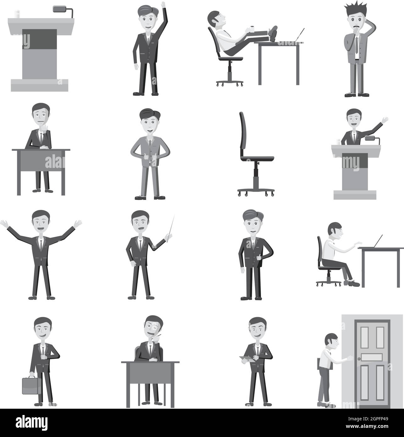 Businessman working action icons set Stock Vector Image & Art - Alamy