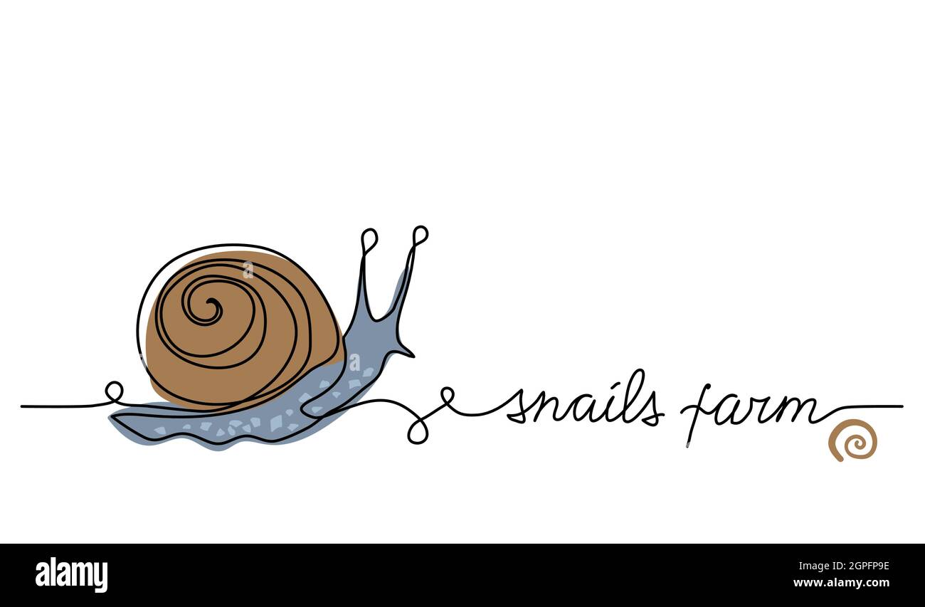 Snail, escargot one line art drawing. Simple vector line illustration ...