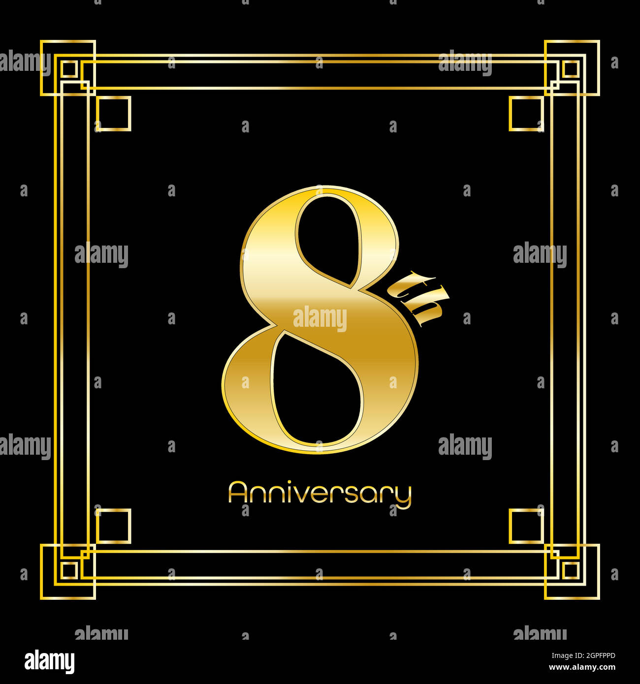 Number Eight Logo Design With Square Ornament, luxury golden design ...