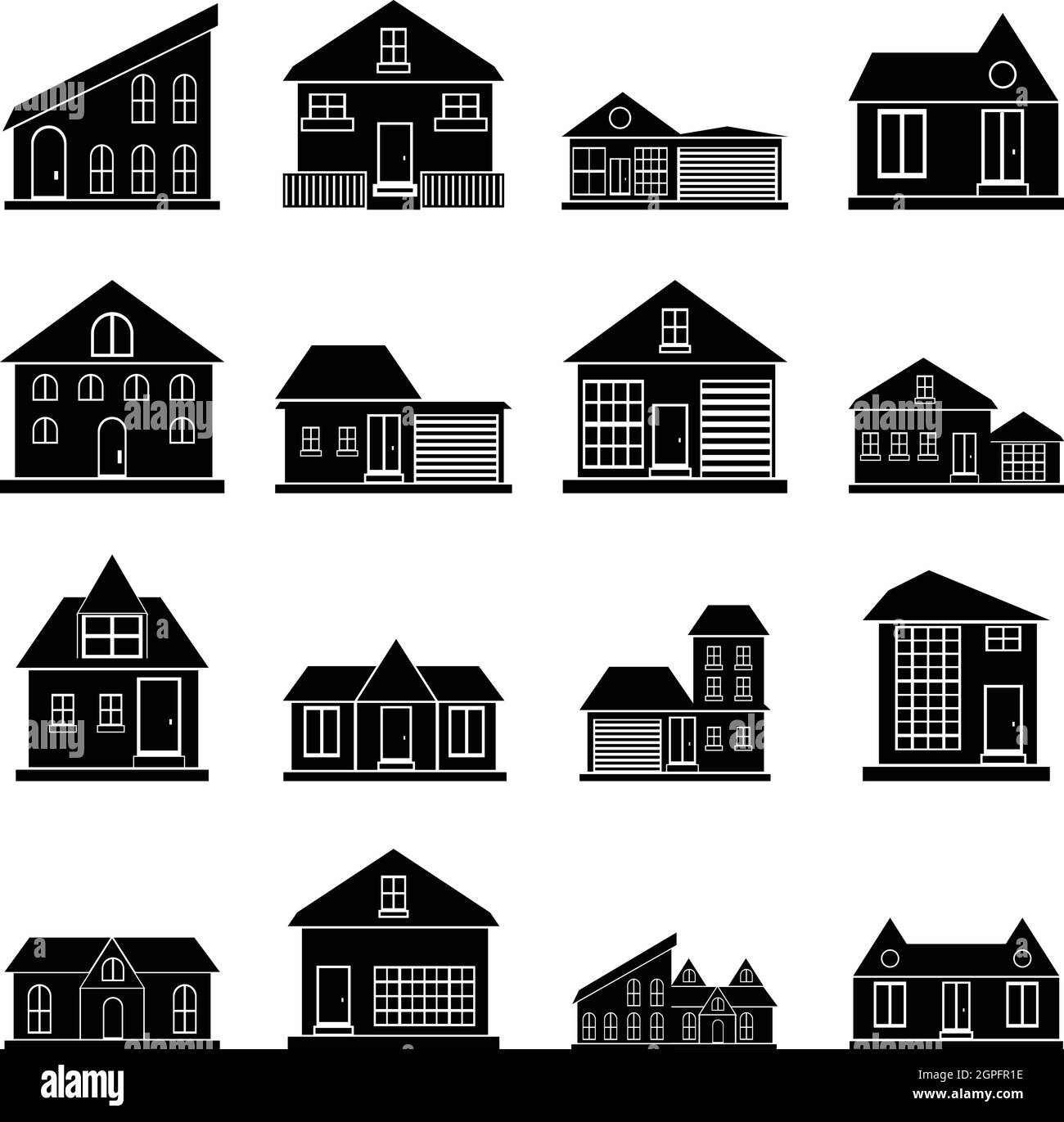 Block style icon set Black and White Stock Photos & Images - Alamy
