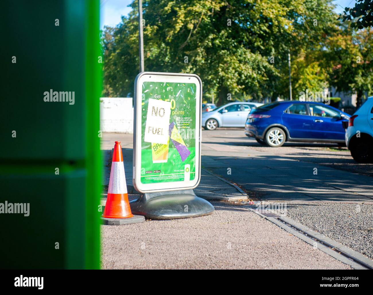 Leicester, UK. 29 September 2021. Petrol stations remain without fuel ...