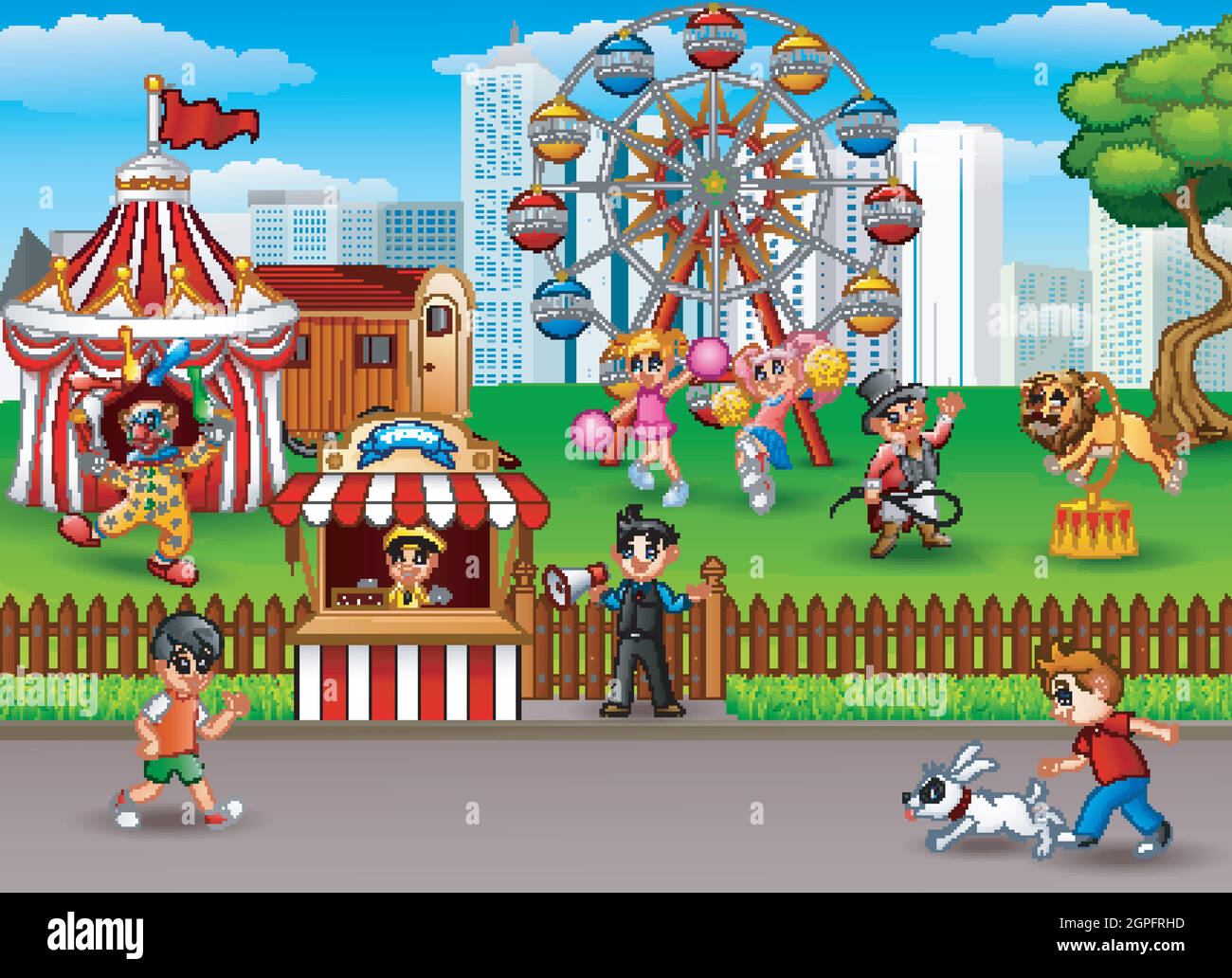 People having fun at the amusement park Stock Vector Image & Art - Alamy