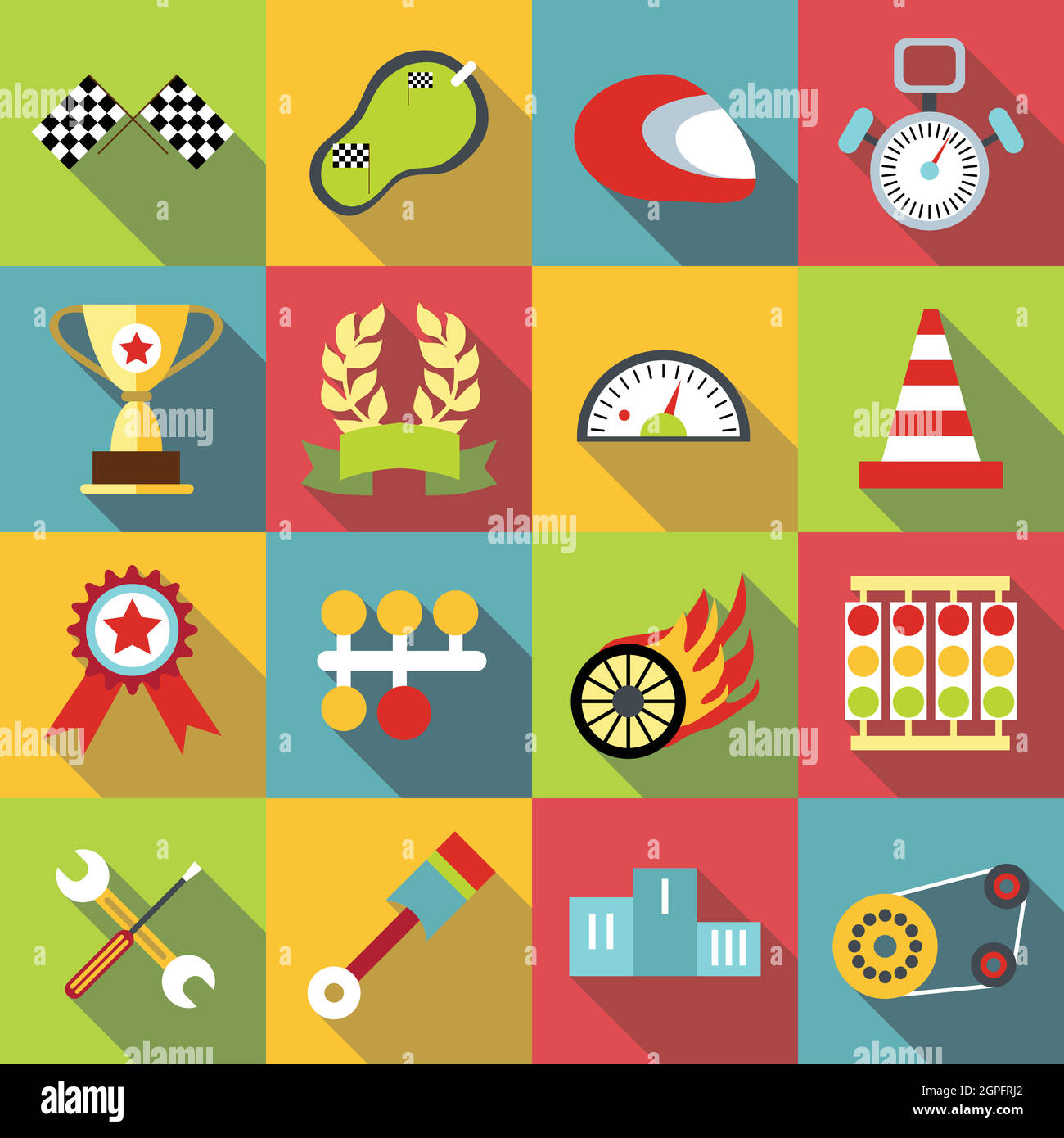Racing icons set, flat style Stock Vector Image & Art - Alamy