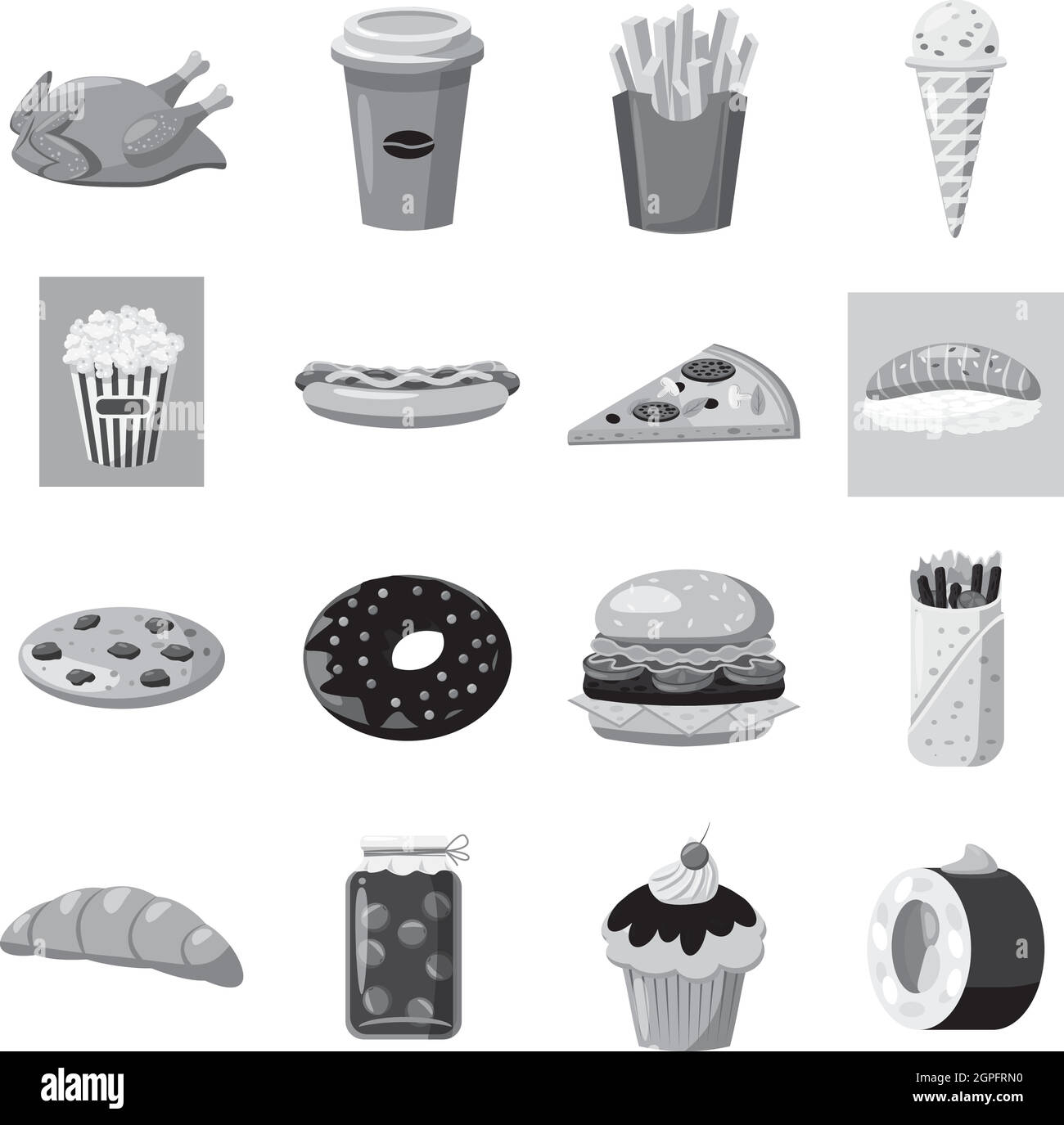 Fast food icons set, gray monochrome style Stock Vector Image & Art - Alamy