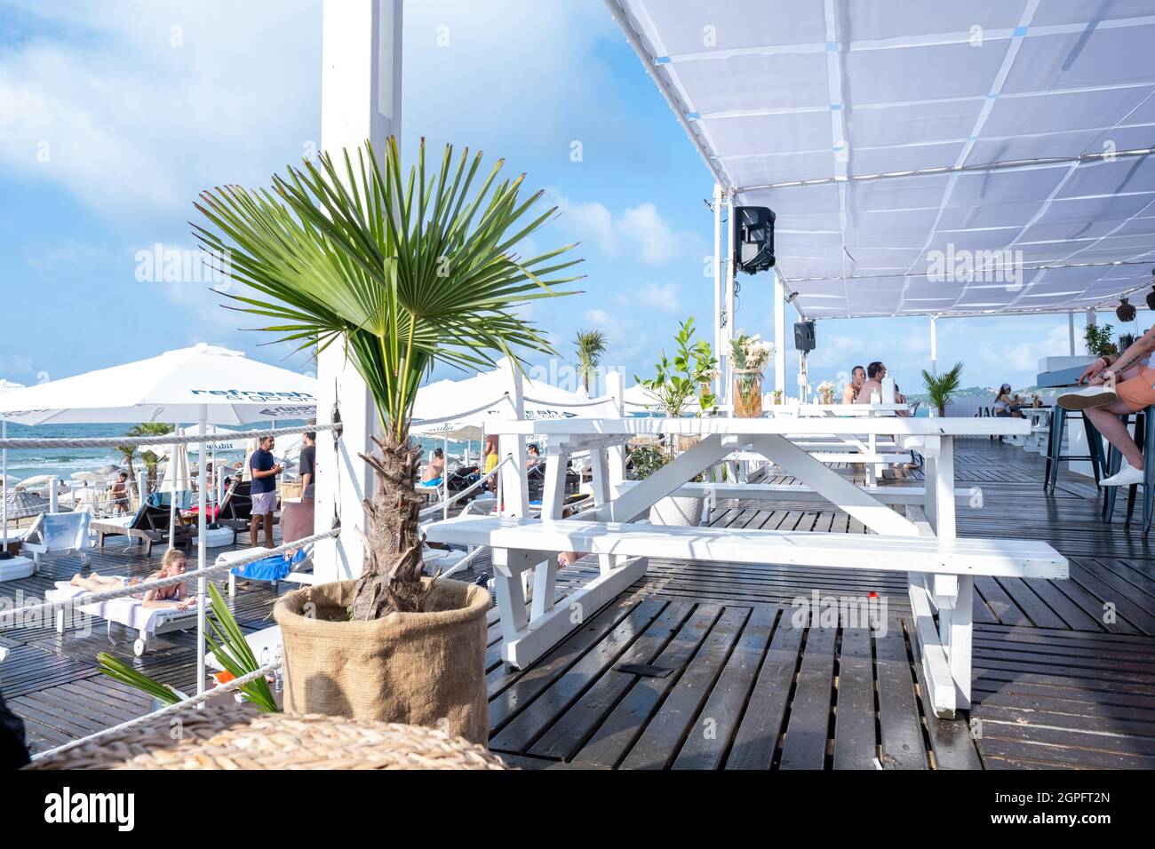 Sariyer, Istanbul, Turkey - 07.17.2021: luxury Burc beach club resting ...