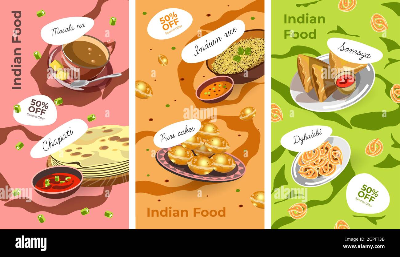 Plates of indian food Stock Vector Images - Alamy