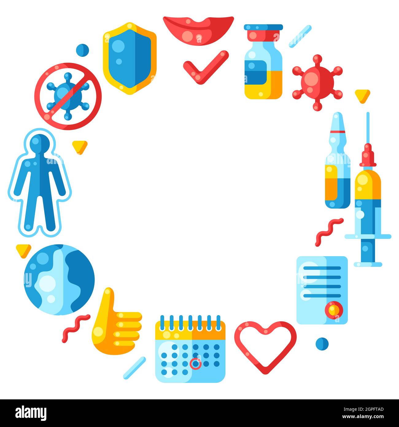 Vaccination concept frame with vaccine icons. Immunization items ...