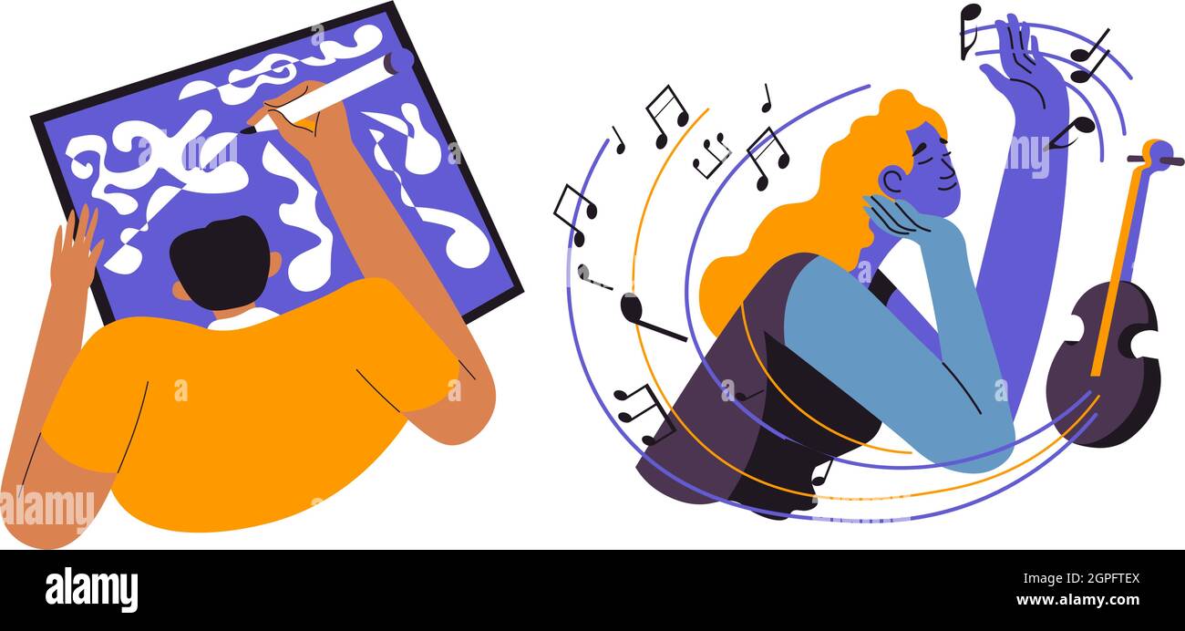 Creative people, artist musician with instrument Stock Vector Image ...