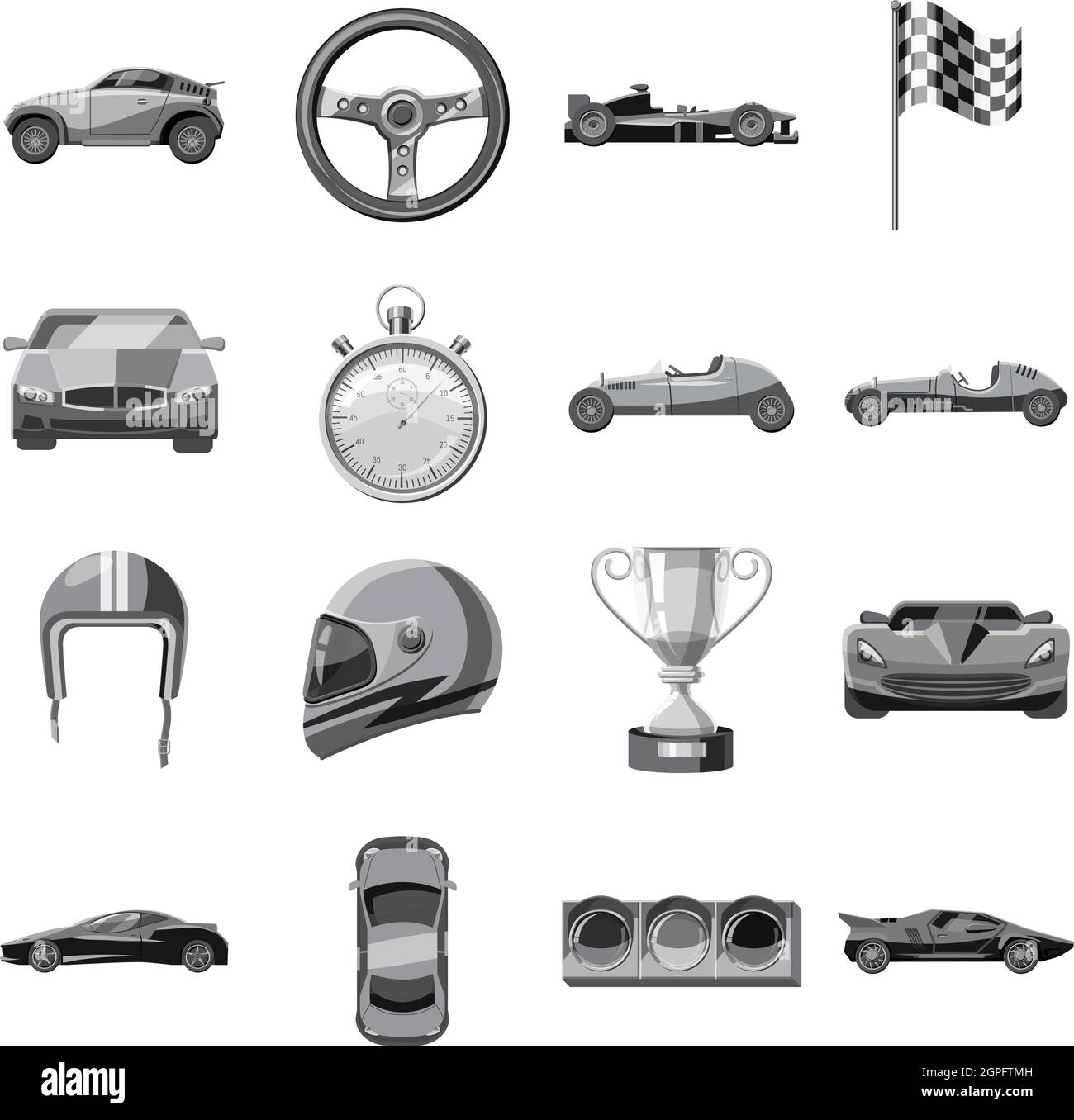 Car racing icons set, gray monochrome style Stock Vector Image & Art ...