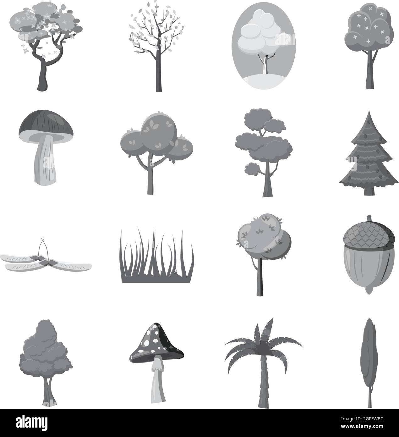 Set nature forest elements Cut Out Stock Images & Pictures - Alamy
