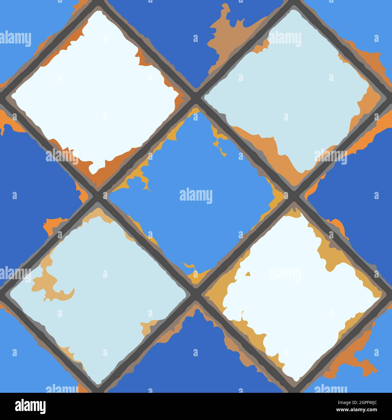 Vintage ceramic tile seamless pattern. Grunge background with chipped ...