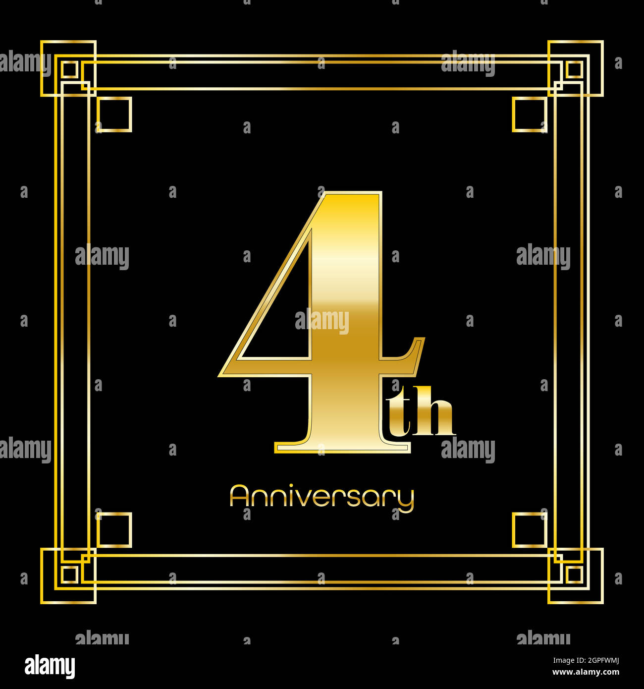 Number Four Logo Design With Square Ornament, luxury golden design ...
