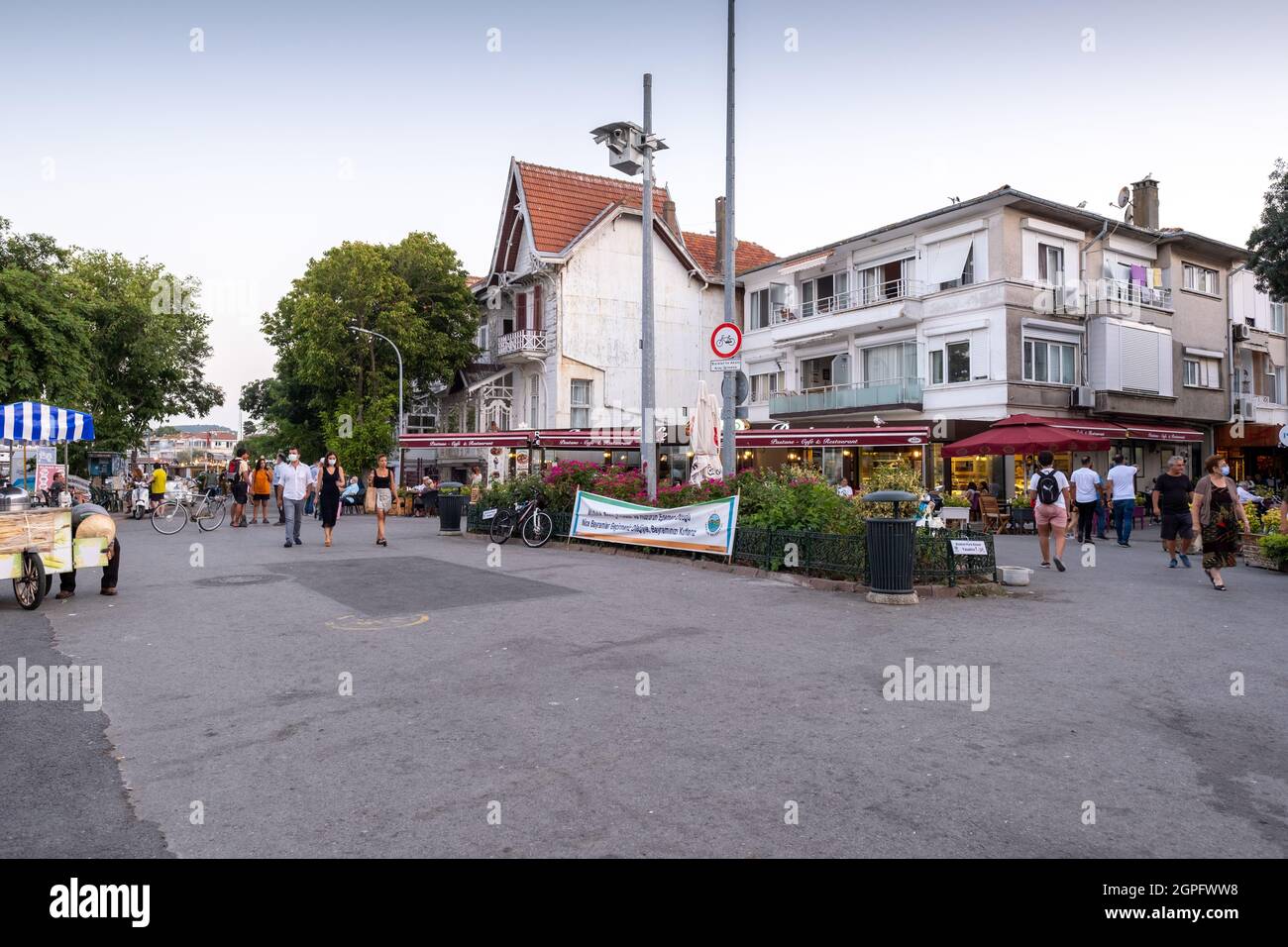 Kinaliada, Istanbul, Turkey - 07.31.2021: Kinaliada square center and ...