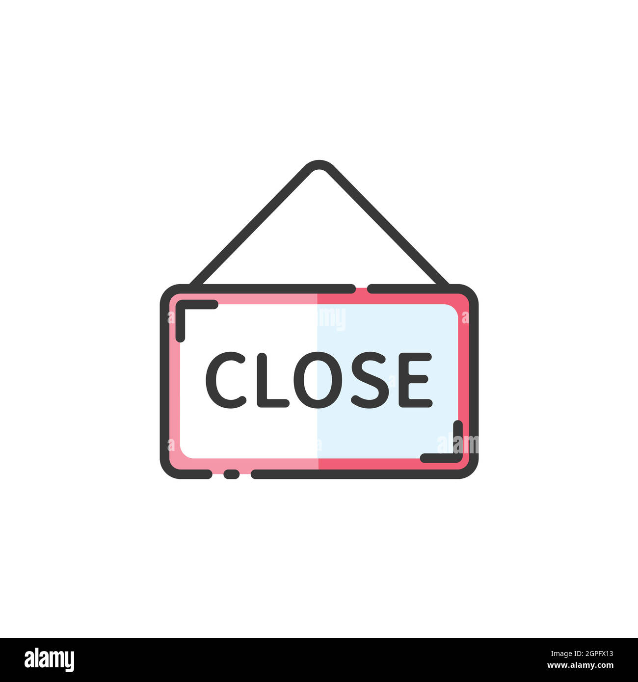 Close notice. Label with text. Filled color icon. Commerce vector ...