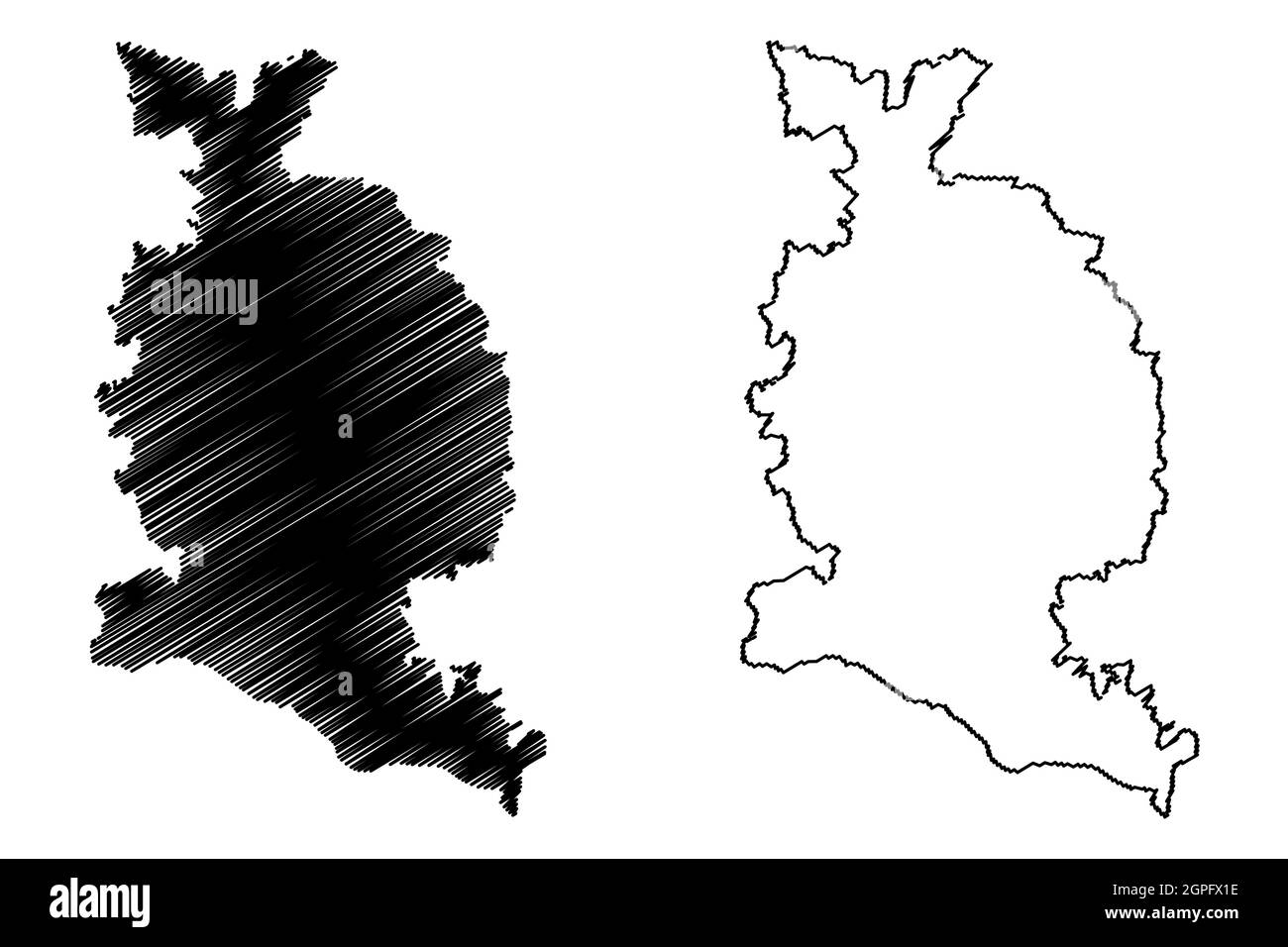 Gorakhpur district (Uttar Pradesh State, Republic of India) map vector ...
