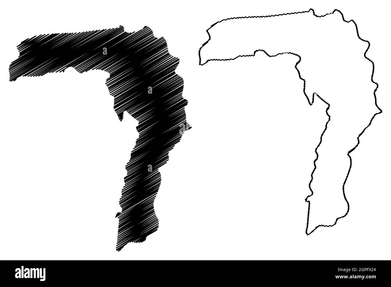 Golaghat district (Assam State, Republic of India) map vector ...