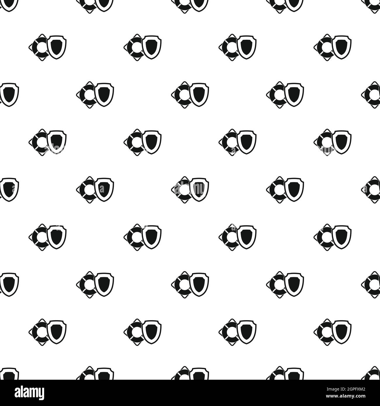 Lifebuoy and safety shield pattern, simple style Stock Vector Image ...