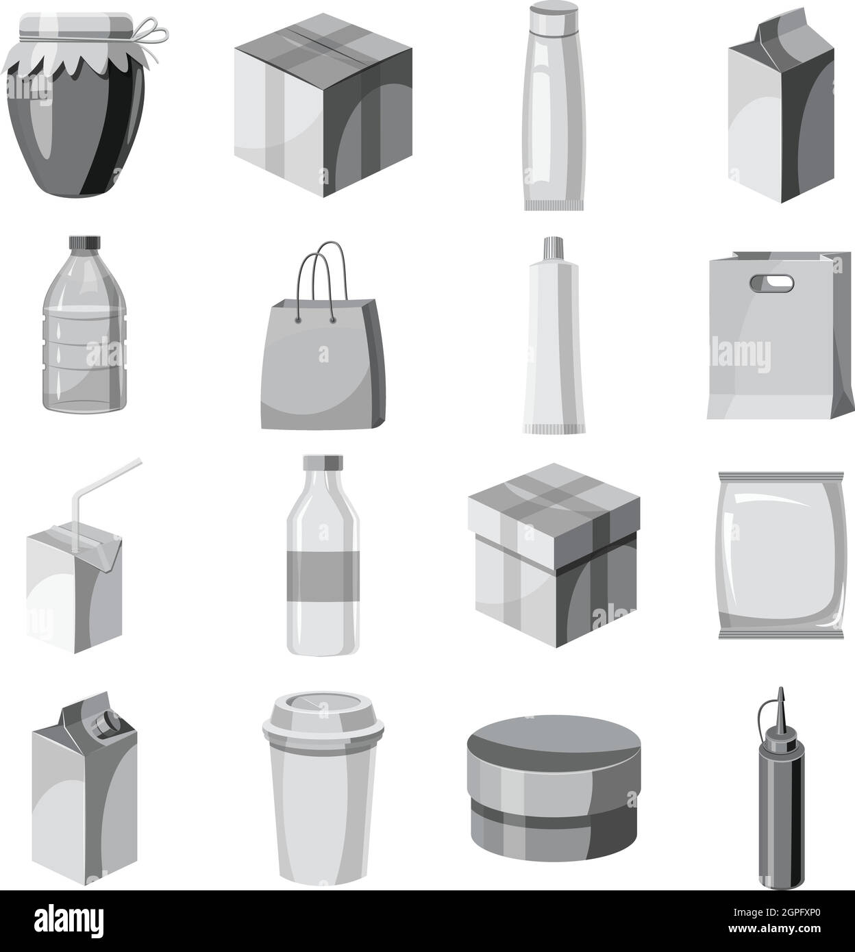Package container icons set, gray monochrome style Stock Vector Image ...