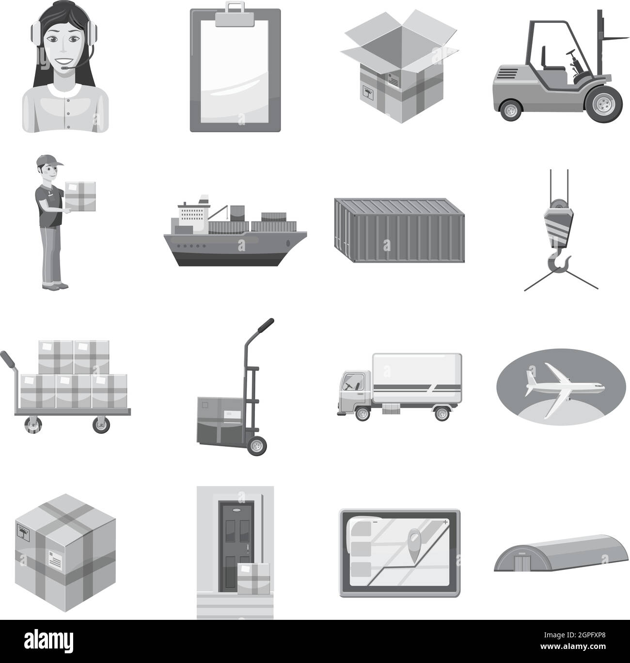 Logistic icons set, gray monochrome style Stock Vector Image & Art - Alamy