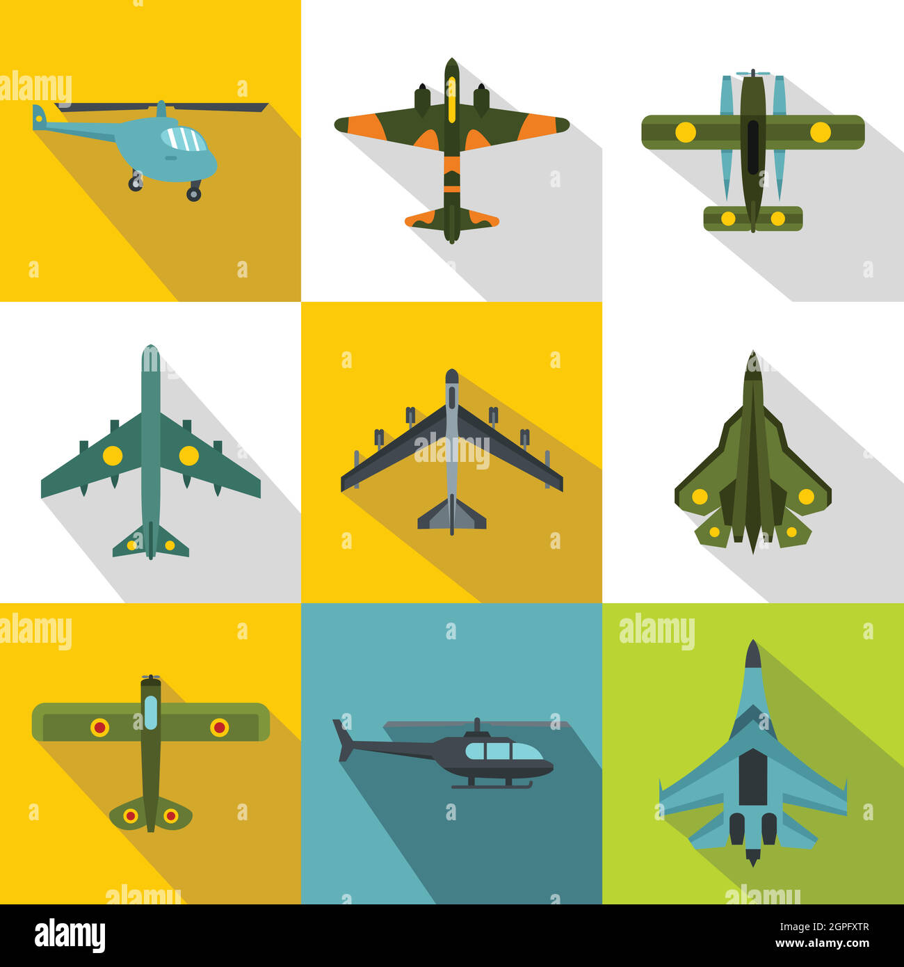 Army planes icons set, flat style Stock Vector Image & Art - Alamy