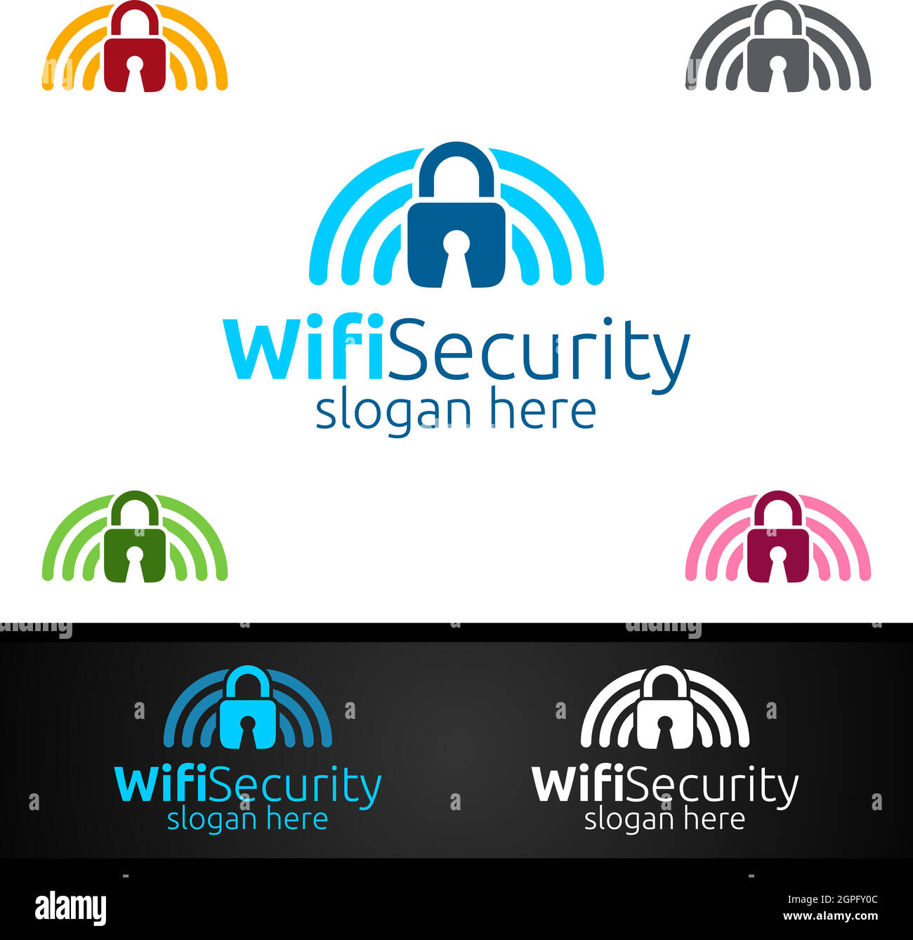 Wifi Security Logo for Network, Internet , monitoring, and alarm Stock ...
