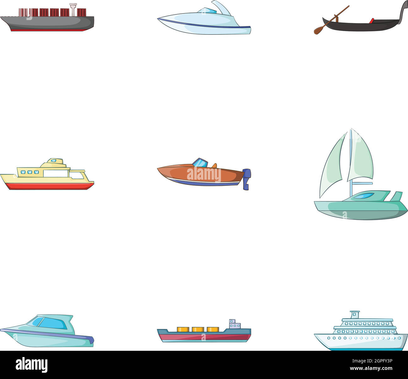 Ocean transport icons set, cartoon style Stock Vector Image & Art - Alamy