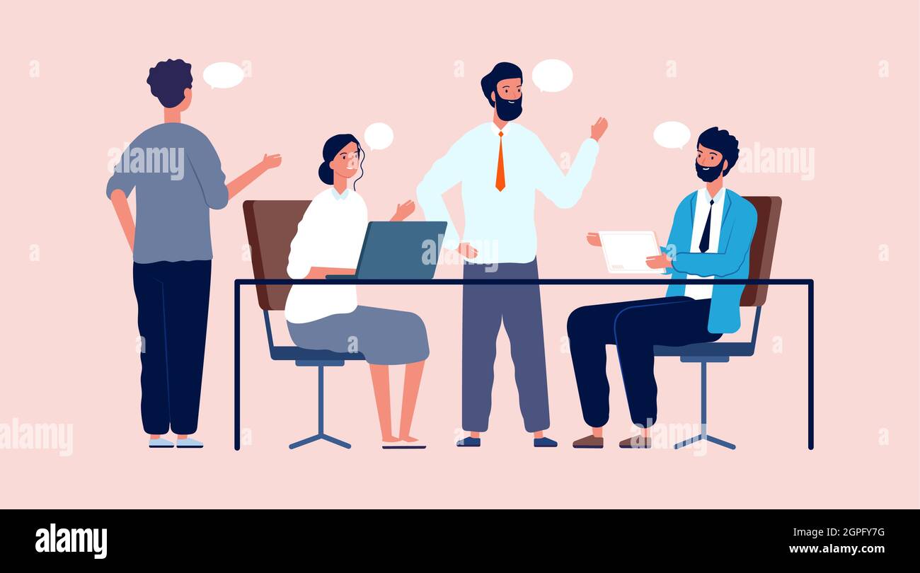 Business meeting. Teamwork, managers talk about ideas. Office workers ...