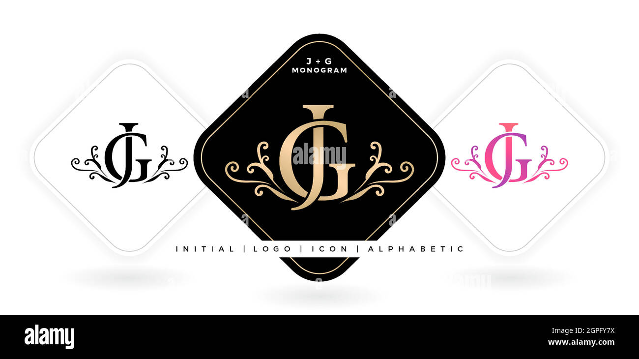 JG or GJ initial letter and graphic name, JG or GJ Monogram, for ...