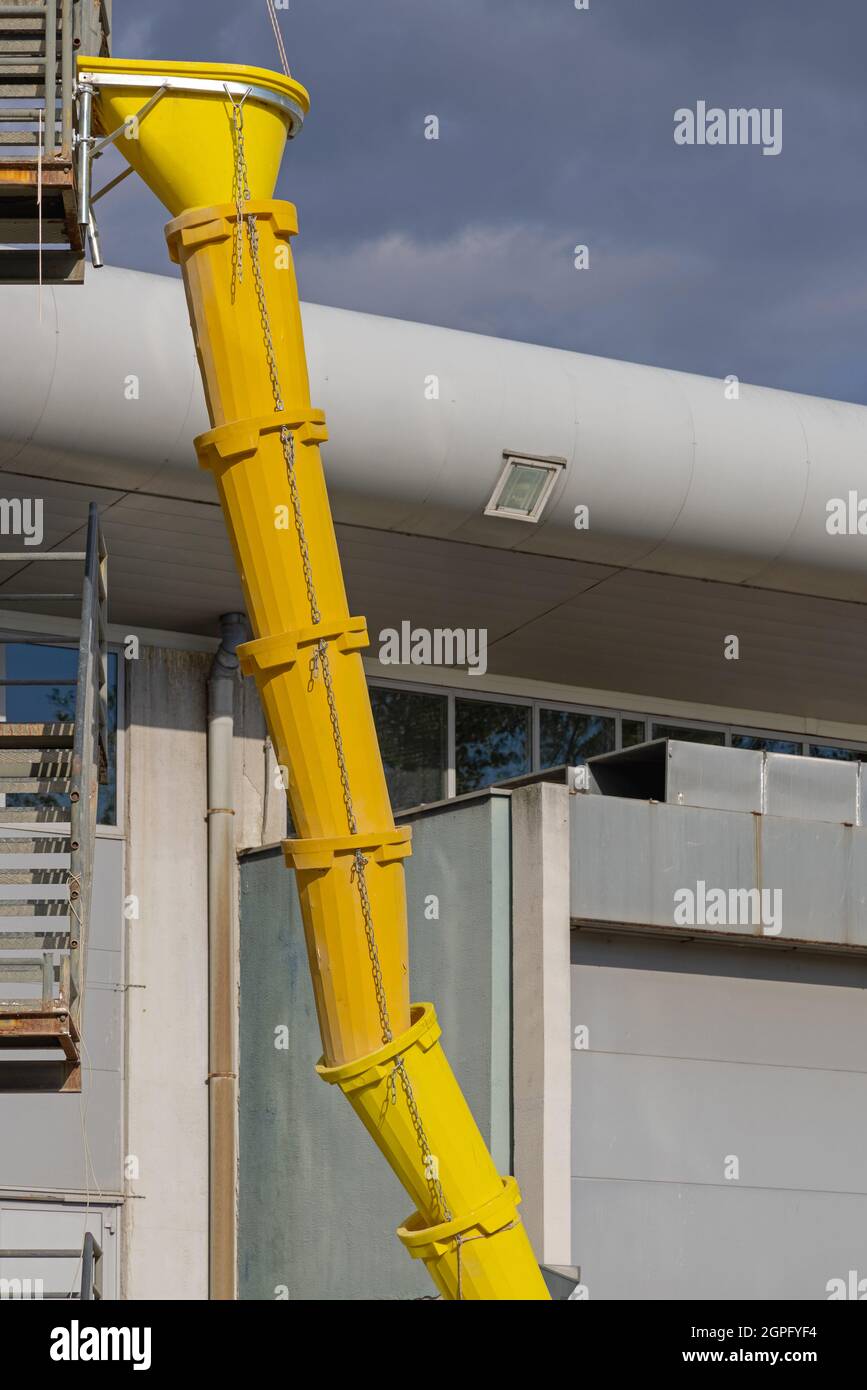 Yellow Plastic Debris Chute Pipe Side View Construction Site Stock ...