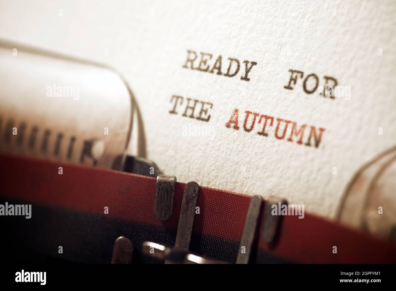 Ready for the autumn phrase written with a typewriter Stock Photo - Alamy