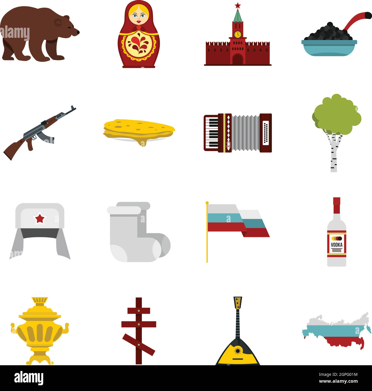 Russia icons set, flat style Stock Vector Image & Art - Alamy