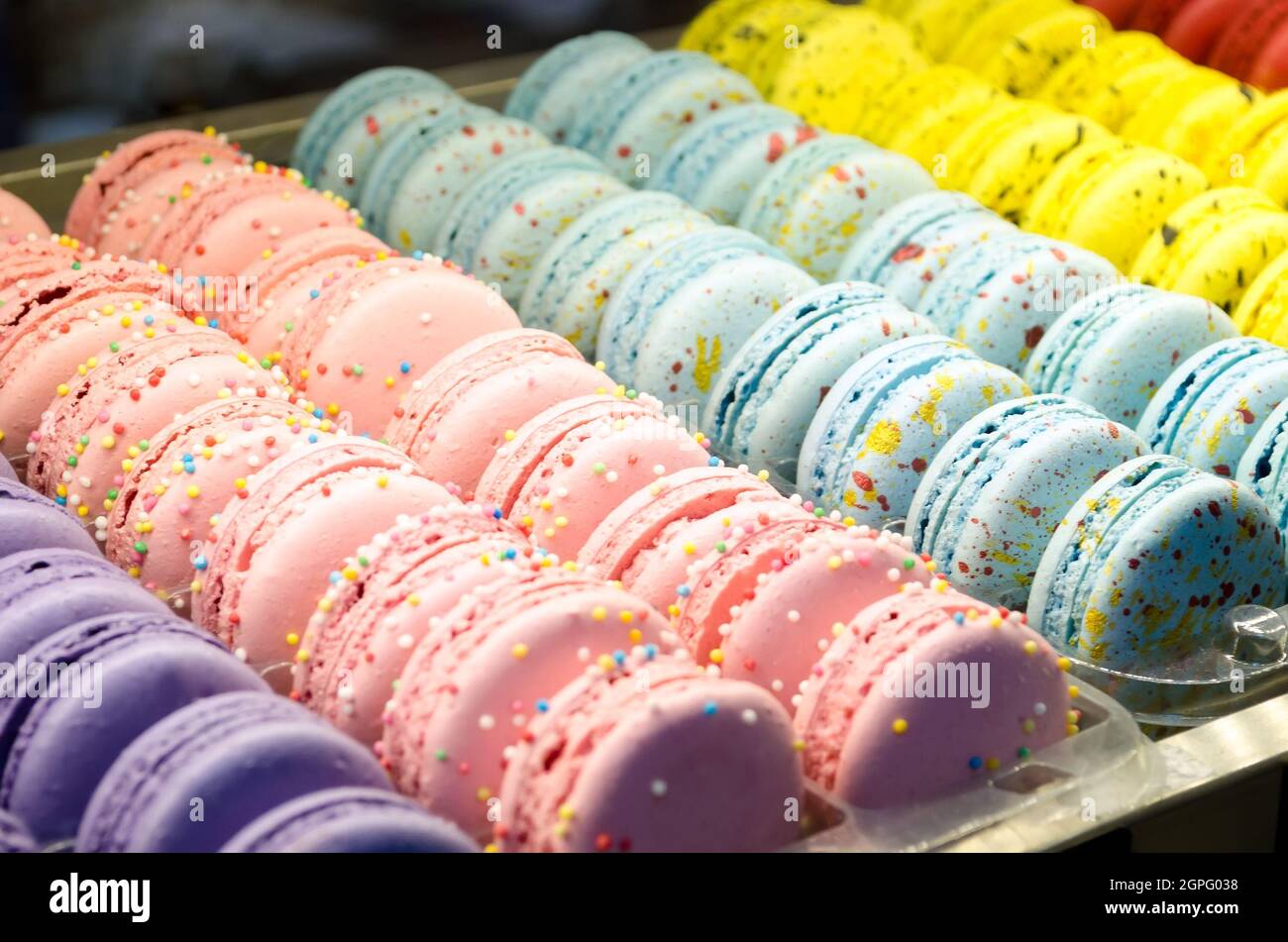 Colored cookies French macaroons series, tasty variety Stock Photo - Alamy