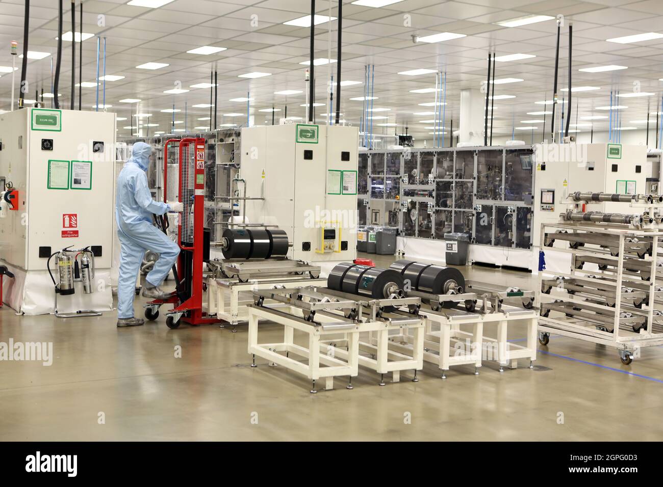 Workers at the Envision AESC Cell manufaucturing area for electric ...