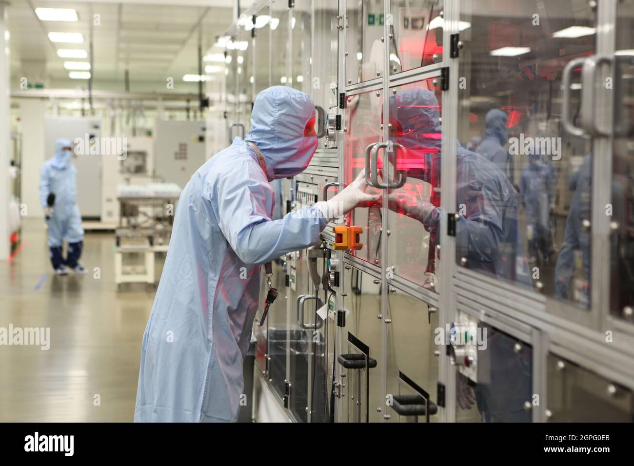 Workers at the Envision AESC Cell manufaucturing area for electric ...