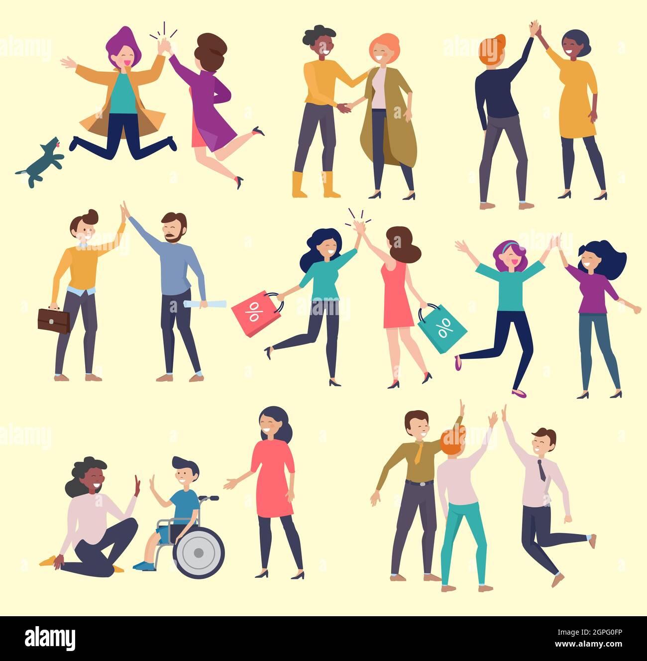 High five friends. Greeting happy colleague communication hands ...