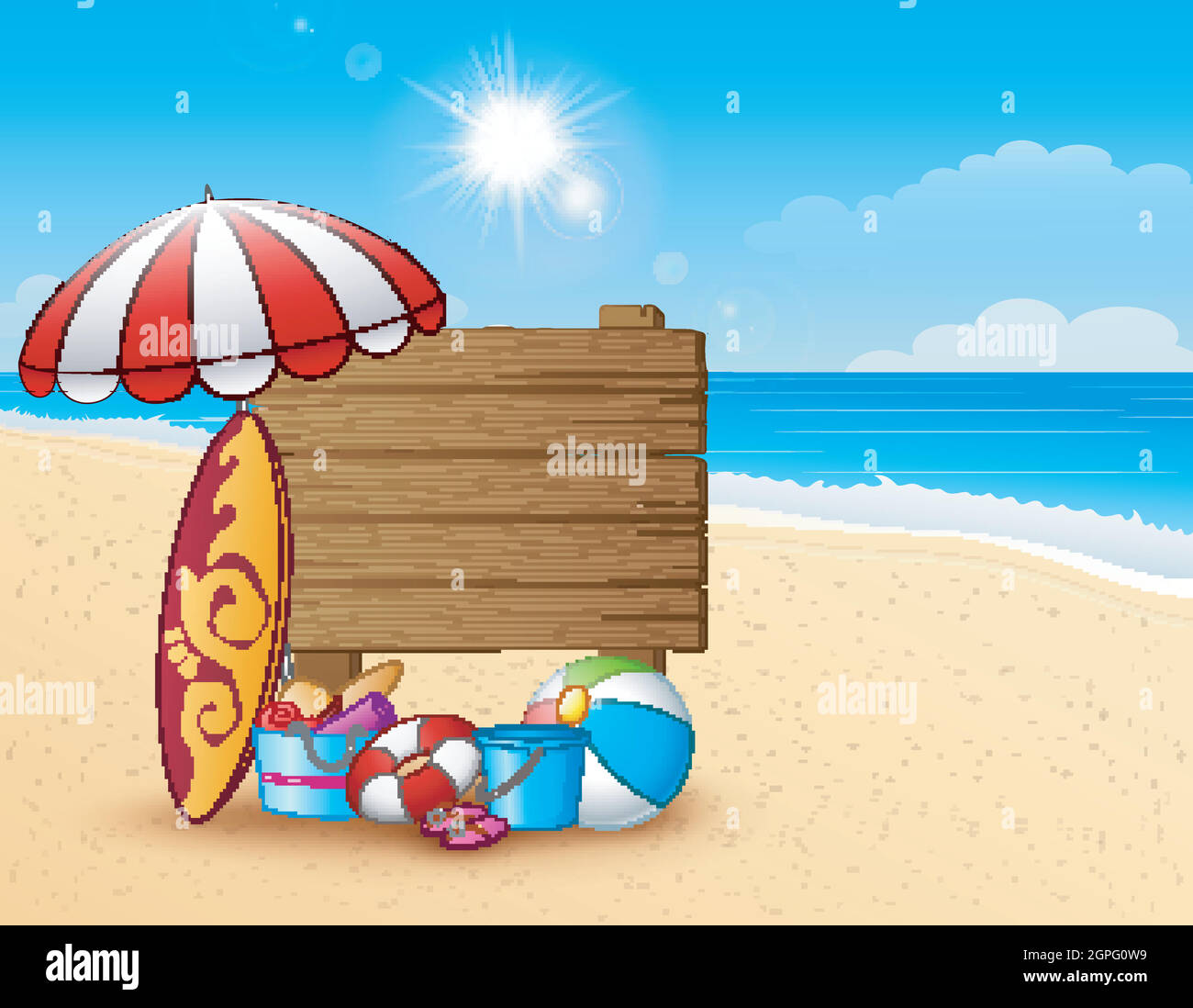 Landscape sea beach wooden Stock Vector Images - Alamy
