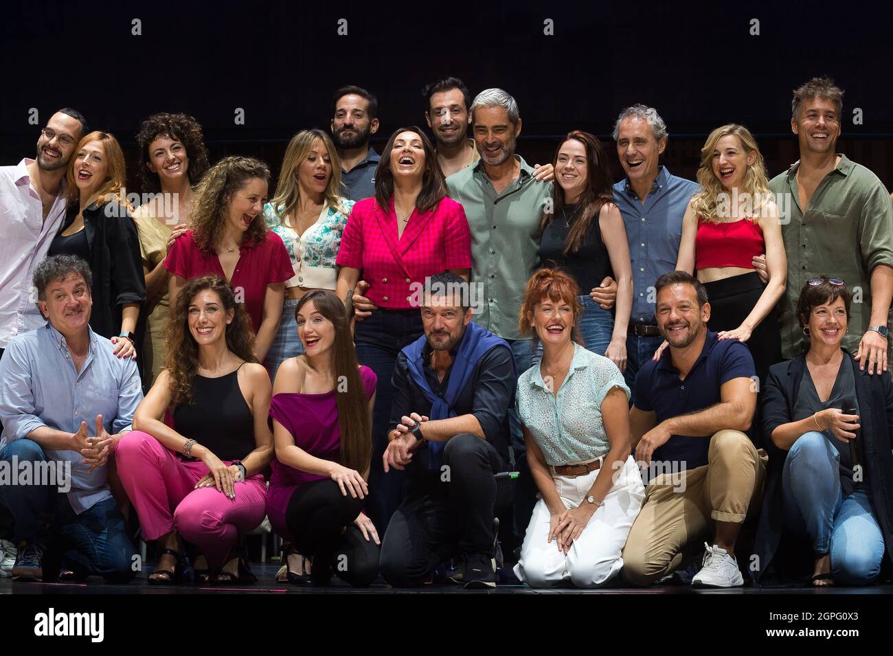 Spanish actor Antonio Banderas (2-L) seen posing for a photo performing ...