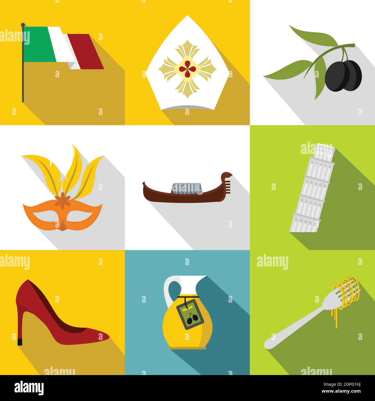 Italy icons set, flat style Stock Vector Image & Art - Alamy
