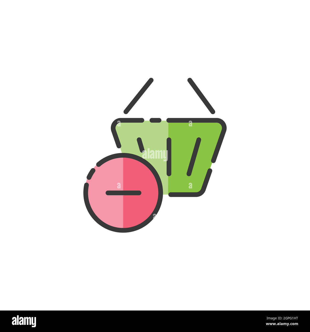Shopping basket. Delete product. Filled color icon. Commerce vector ...