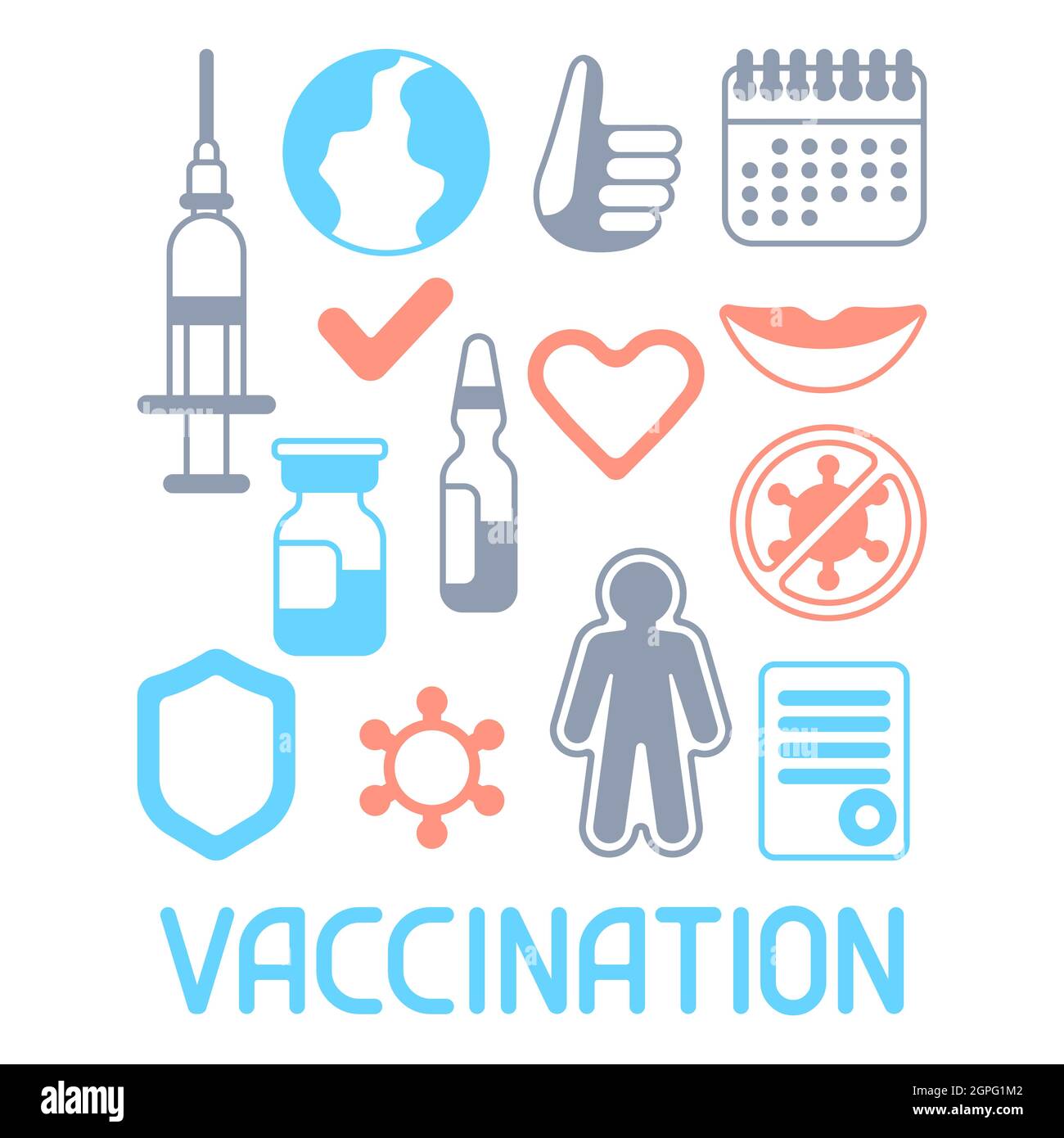 Vaccination set with vaccine icons. Immunization items. Health care and ...
