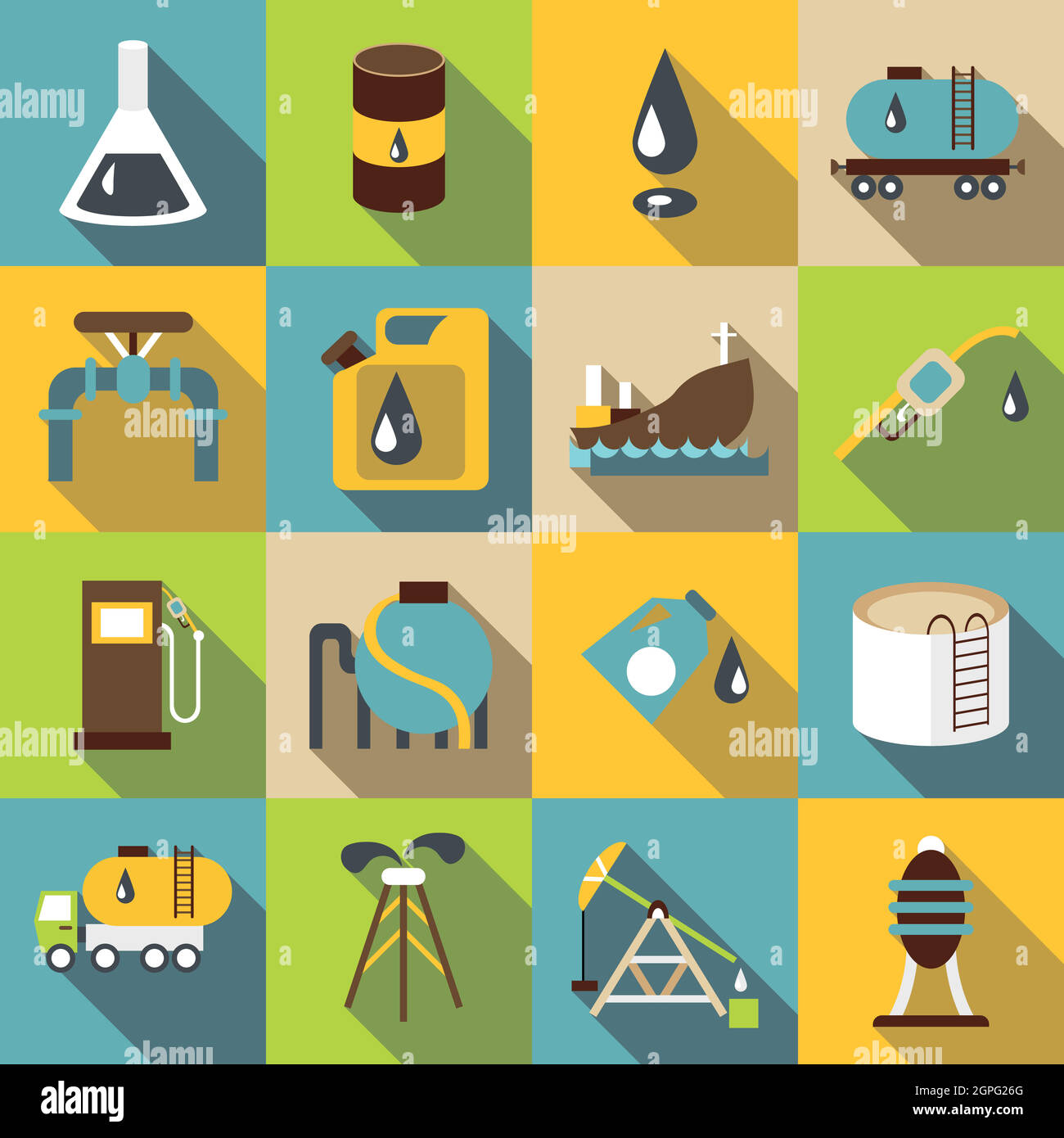 Oil industry icons set, flat style Stock Vector Image & Art - Alamy