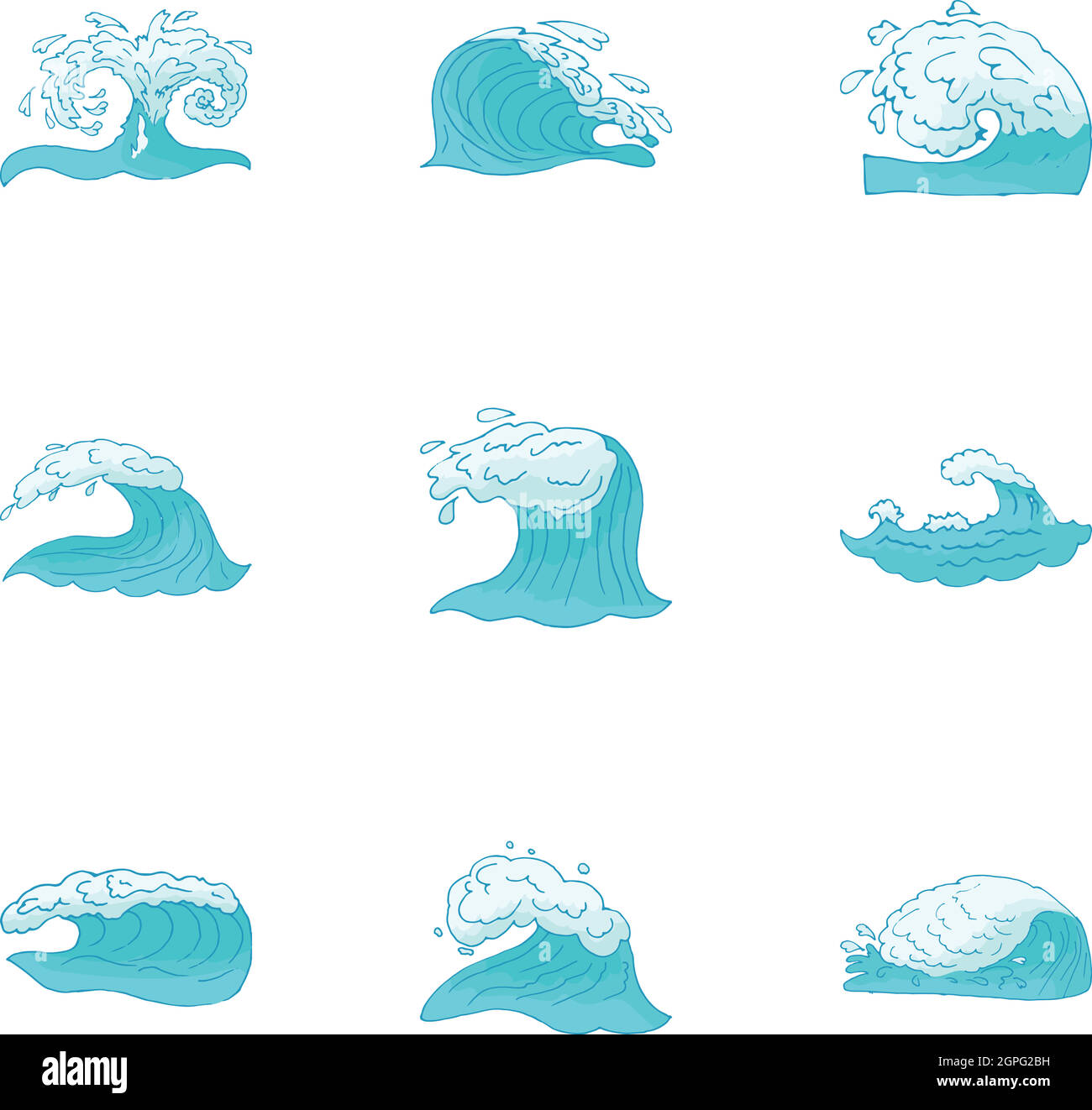 Wave icons set, cartoon style Stock Vector Image & Art - Alamy