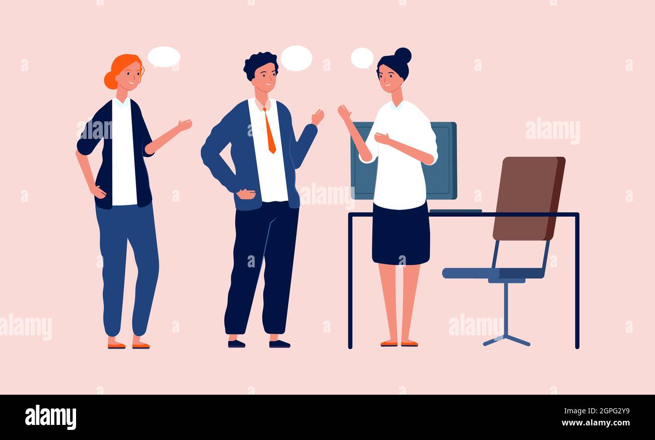 Office managers talking. Business meeting, people have conversation ...