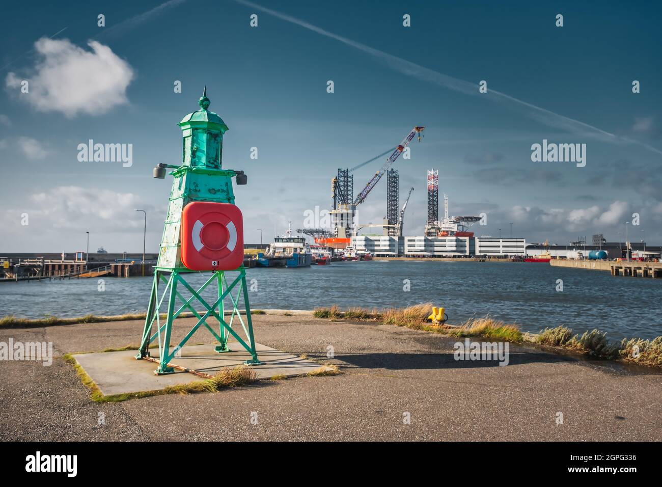 Beacon lighthouse in Esbjerg harbor, Denmark Stock Photo - Alamy